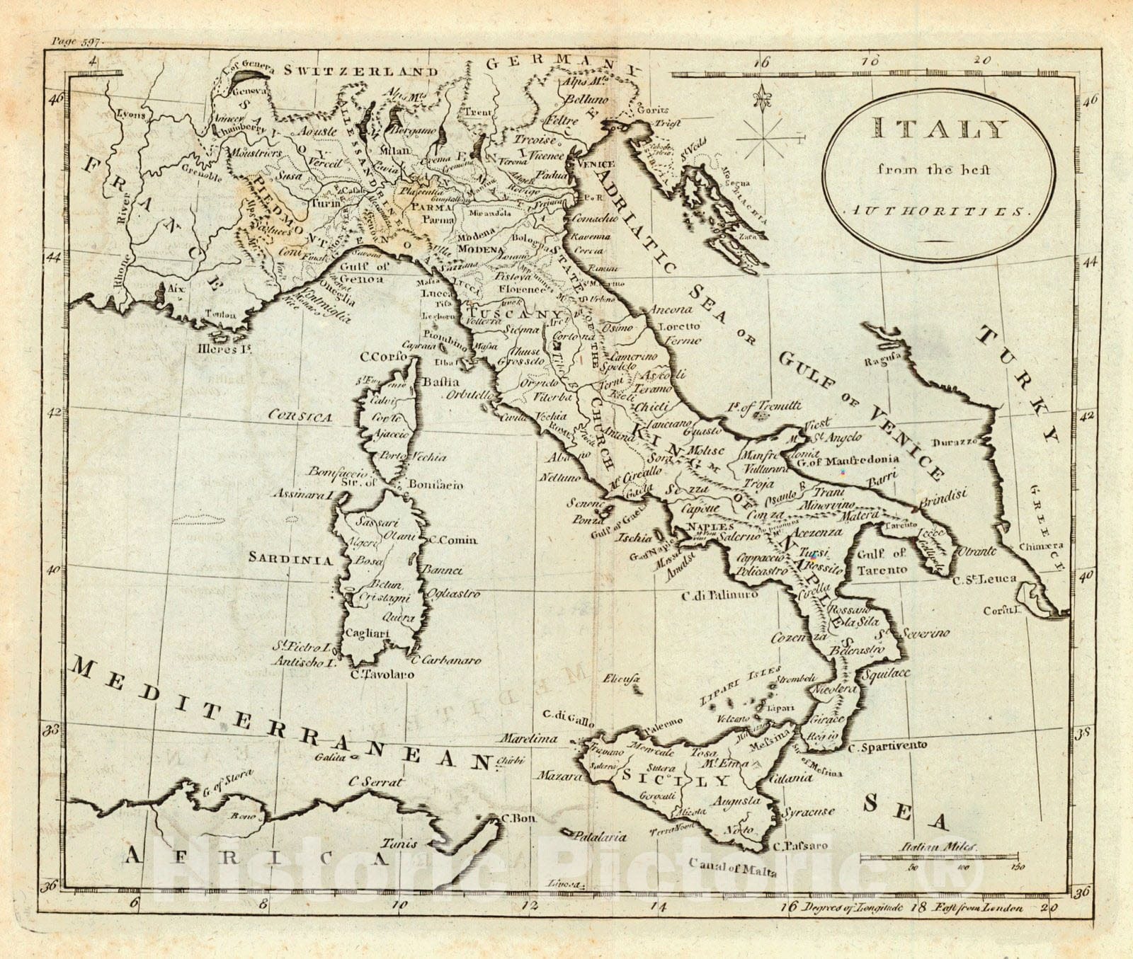 Historic Map : 1790 Italy from the Best Authorities : Vintage Wall Art ...