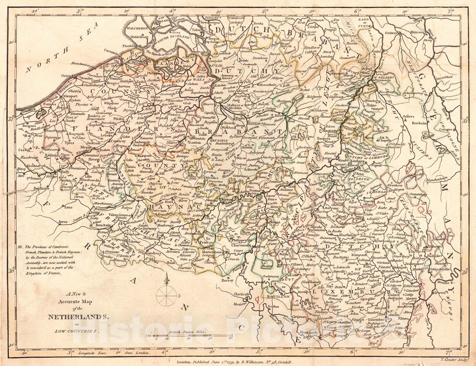 Historic Map : 1791 A New & Accurate Map of the Netherlands or Low Cou ...