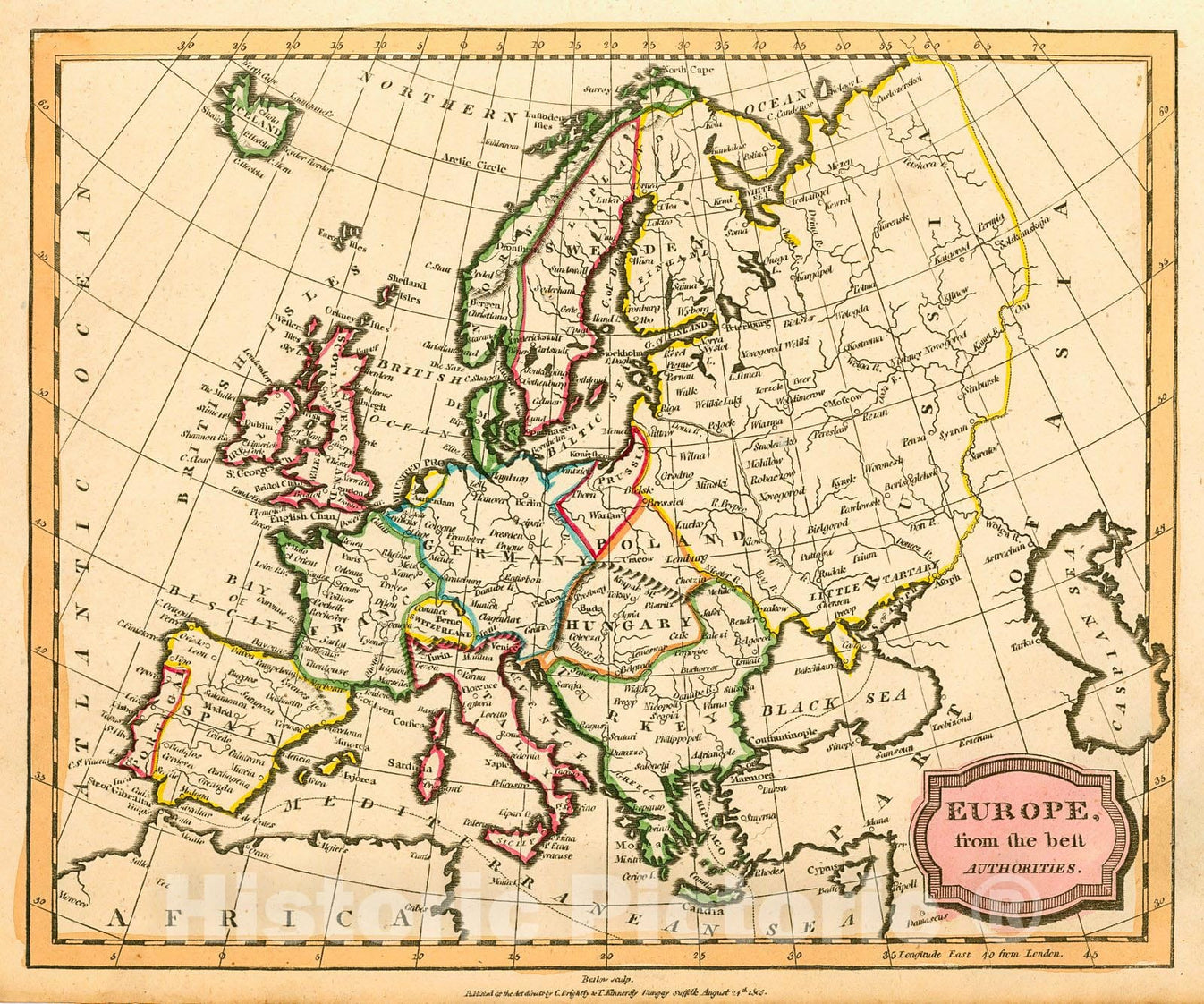Historic Map : 1805 Europe from the Best Authorities : Vintage Wall Ar ...