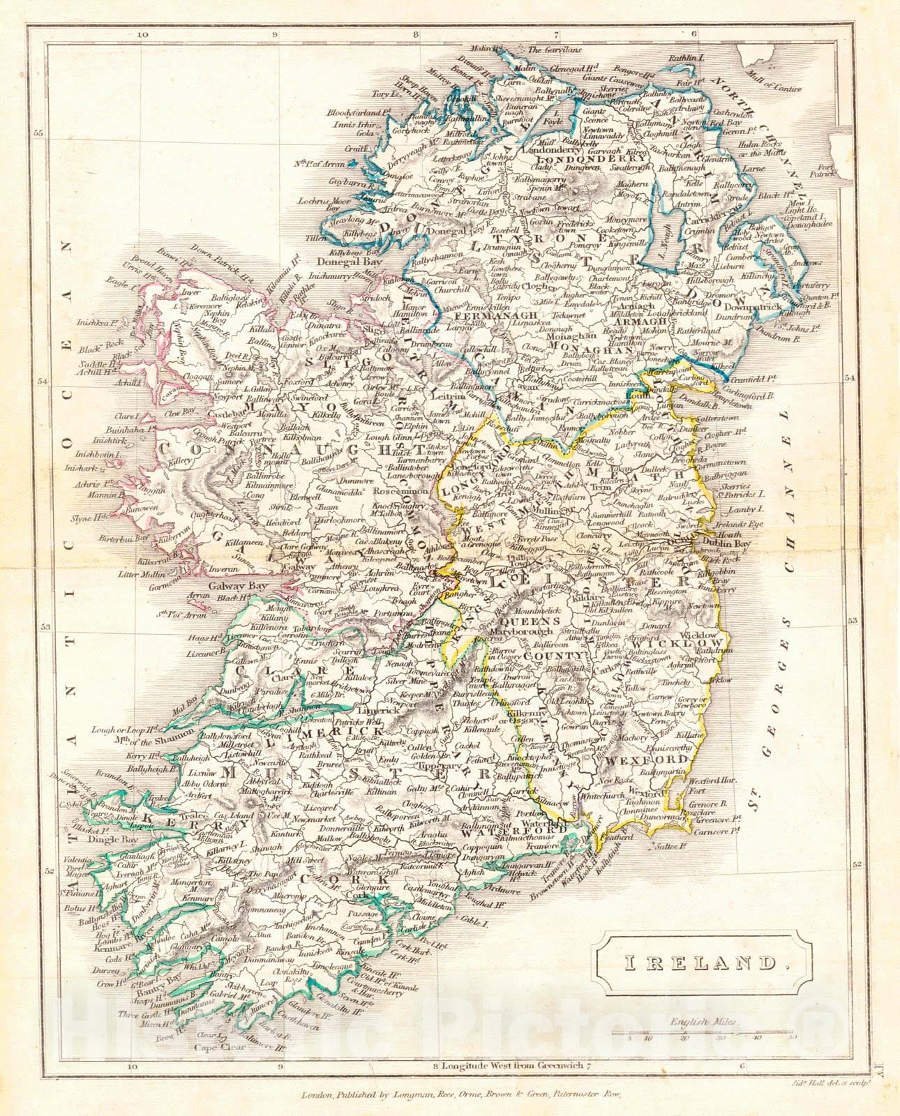 Historic Map : 1820 Ireland : Vintage Wall Art – Historic Pictoric
