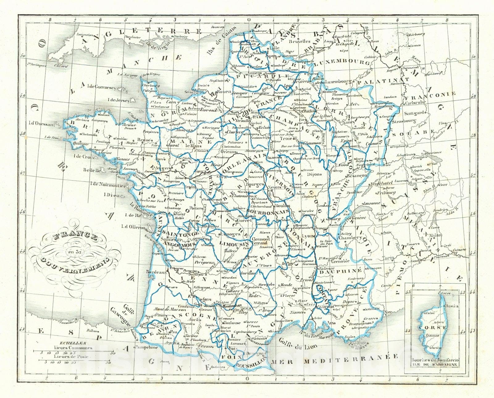 Historic Map : 1822 France Gouvernemens : Vintage Wall Art – Historic ...
