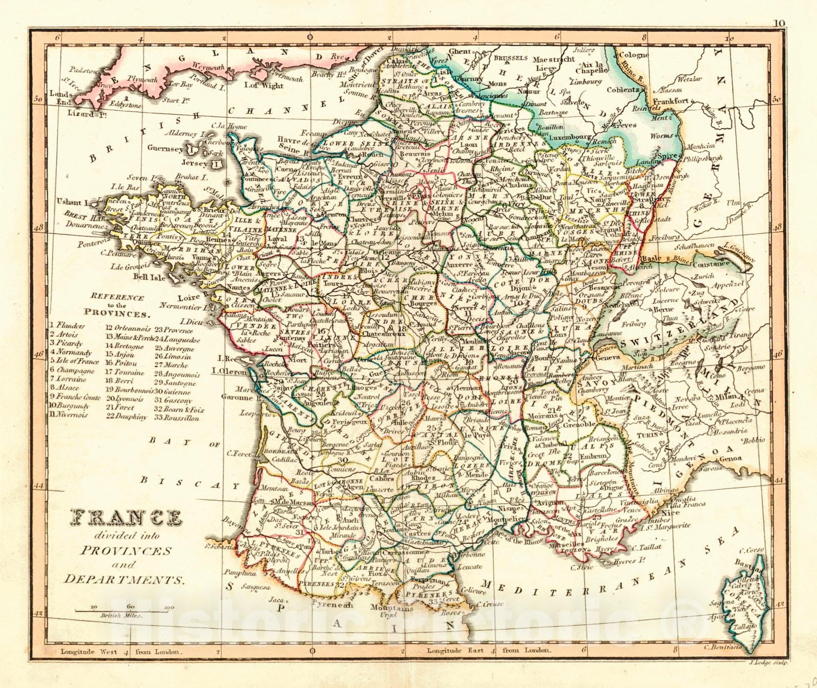 Historic Map : 1829 France Divided Into Its Provinces and Departments ...