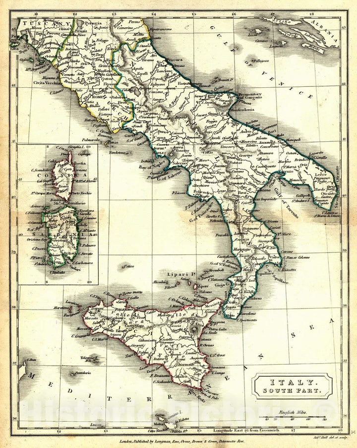 Historic Map : 1830 Italy, Southern Part : Vintage Wall Art – Historic ...
