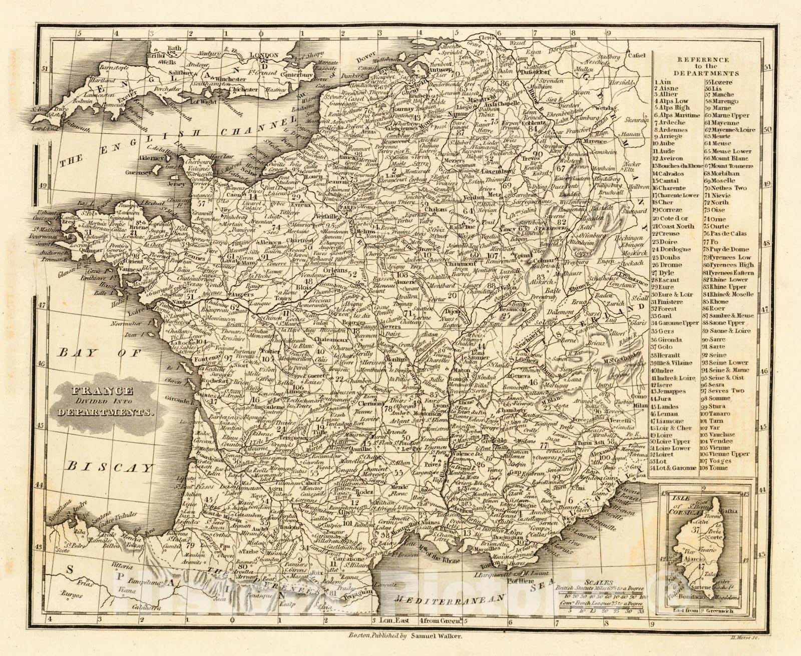 Historic Map : 1830 France Divided Into Departments : Vintage Wall Art ...