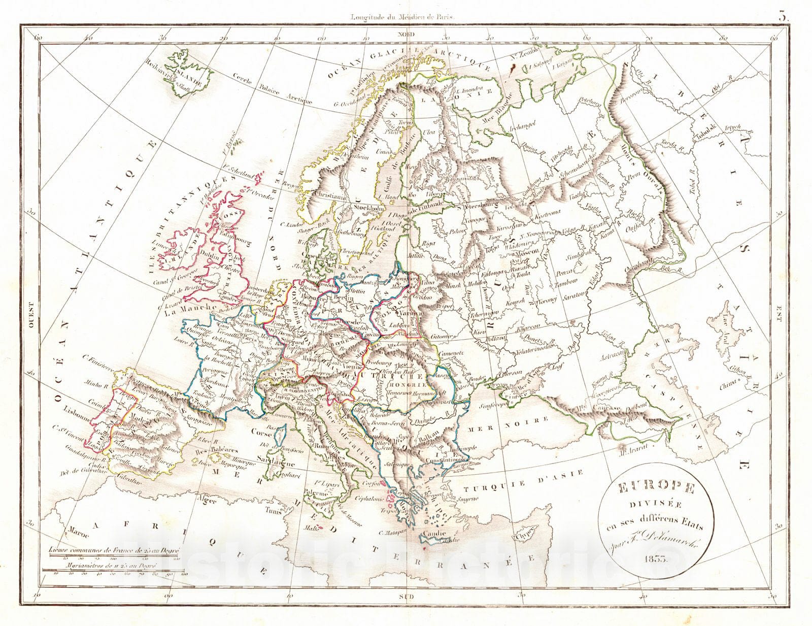 Historic Map : 1834 Europe Divisee en ses differens Etats : Vintage Wa ...