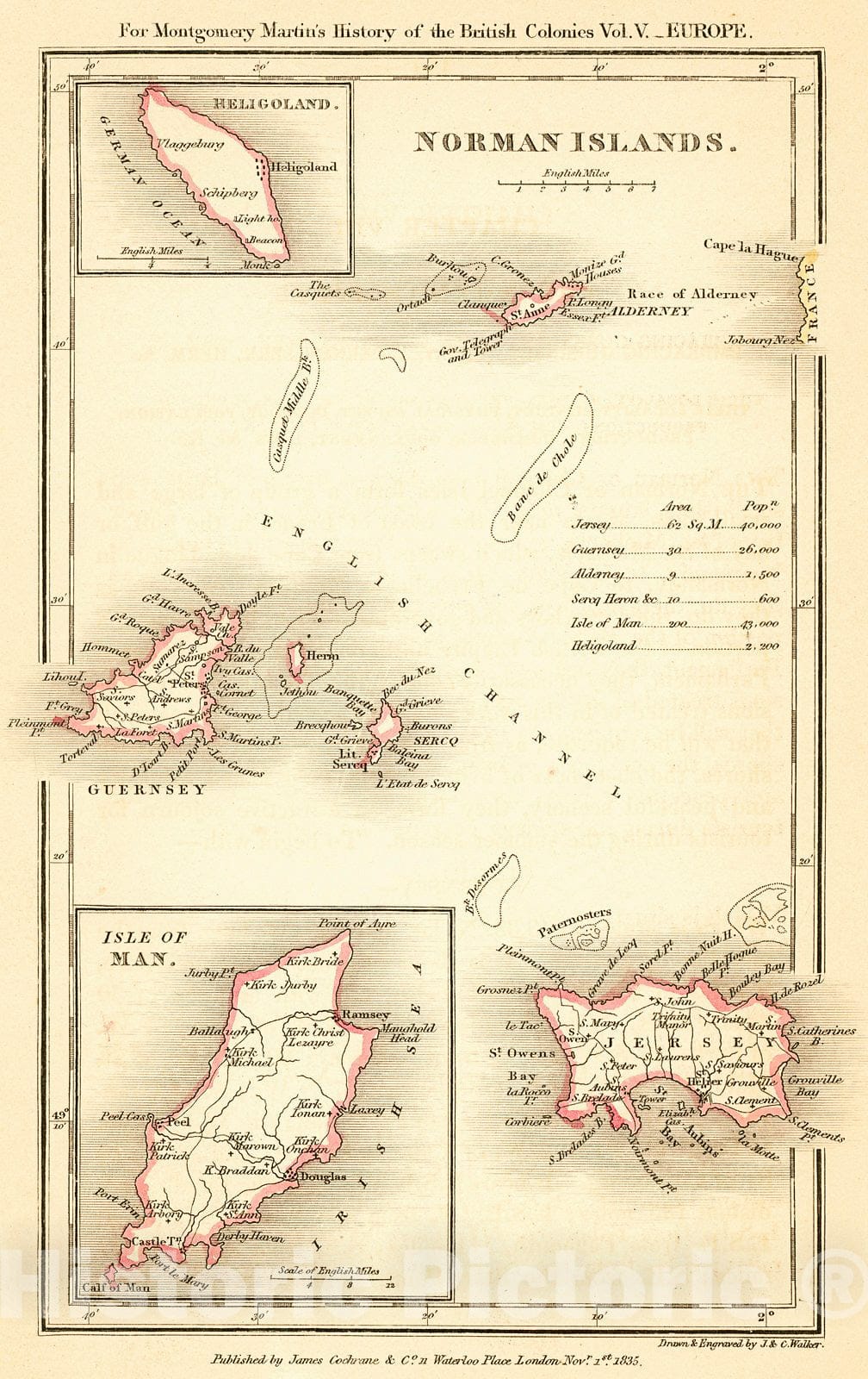 Historic Map : 1835 Norman Islands : Vintage Wall Art - Historic Pictoric
