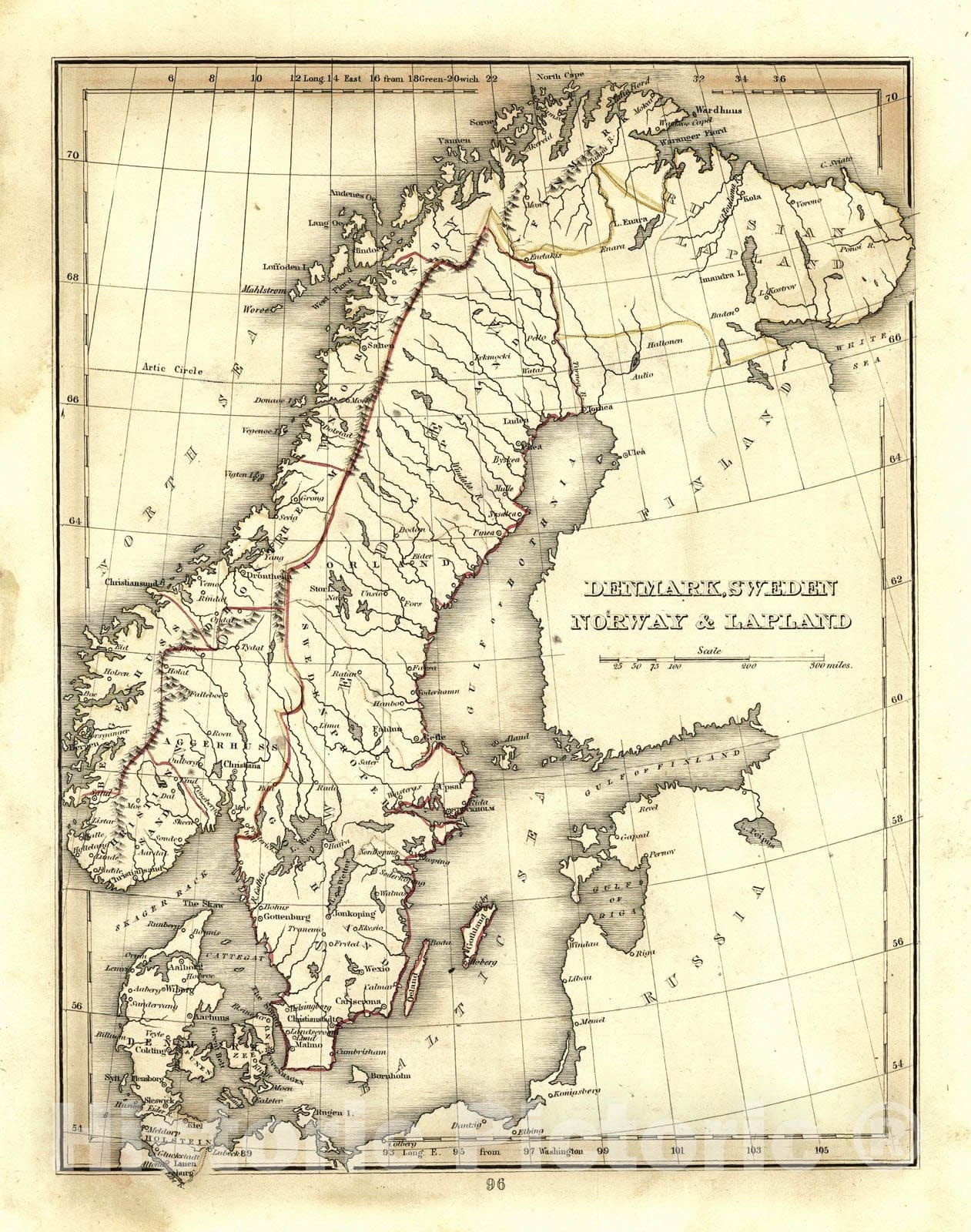 Historic Map : 1835 Denmark, Sweden, Norway, and Lapland : Vintage Wal ...