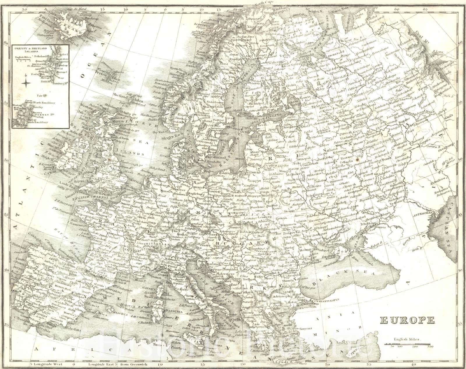 Historic Map : 1836 Europe : Vintage Wall Art – Historic Pictoric
