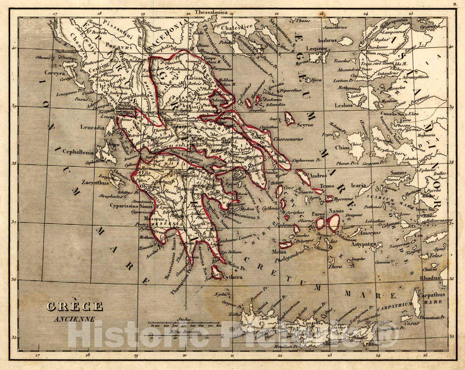 Historic Map : 1845 Greece Ancienne : Vintage Wall Art – Historic Pictoric