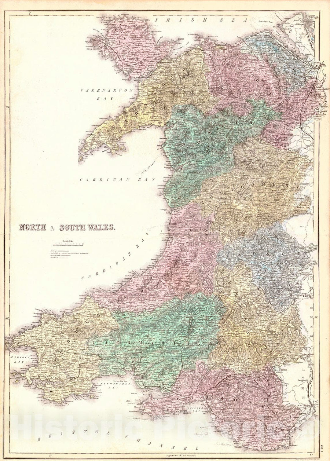 Historic Map : 1854 North and South Wales : Vintage Wall Art – Historic ...