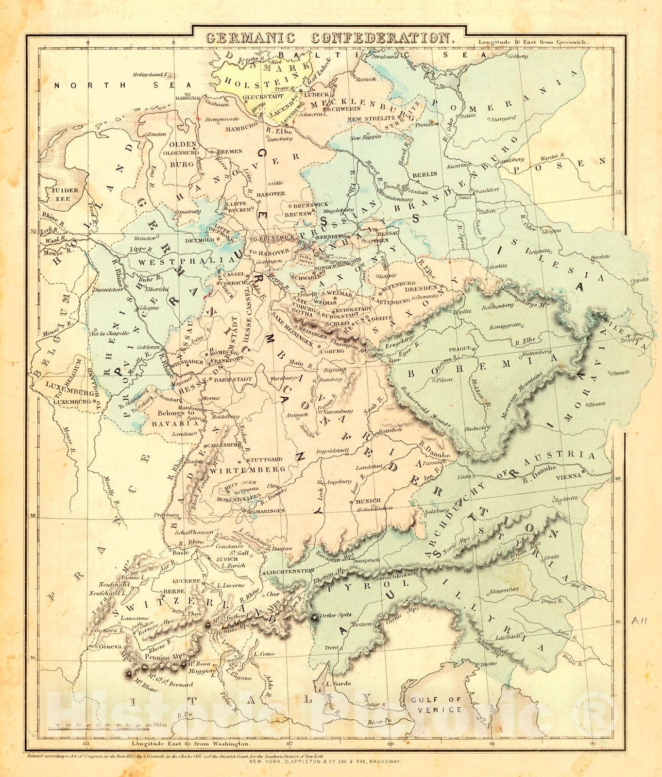 Historic Map : 1857 Germanic Federation : Vintage Wall Art – Historic ...