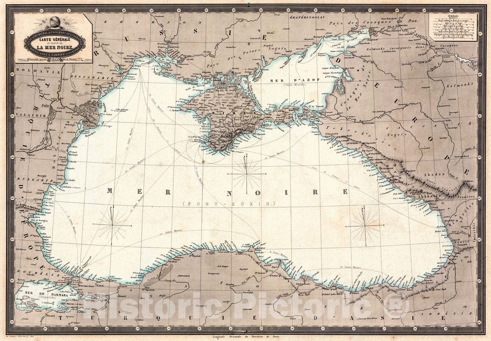 Historic Map : 1860 Carte Generale du bassin de La Mer Noire : Vintage ...