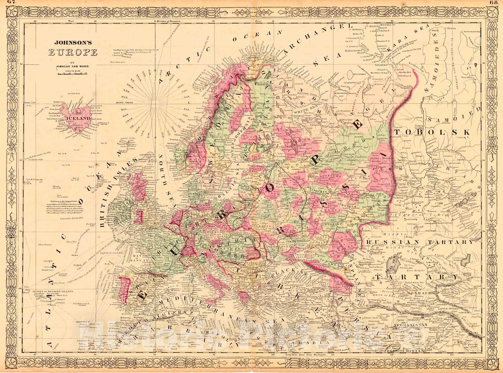 Historic Map : Johnson's Europe, 1863 : Vintage Wall Art – Historic ...