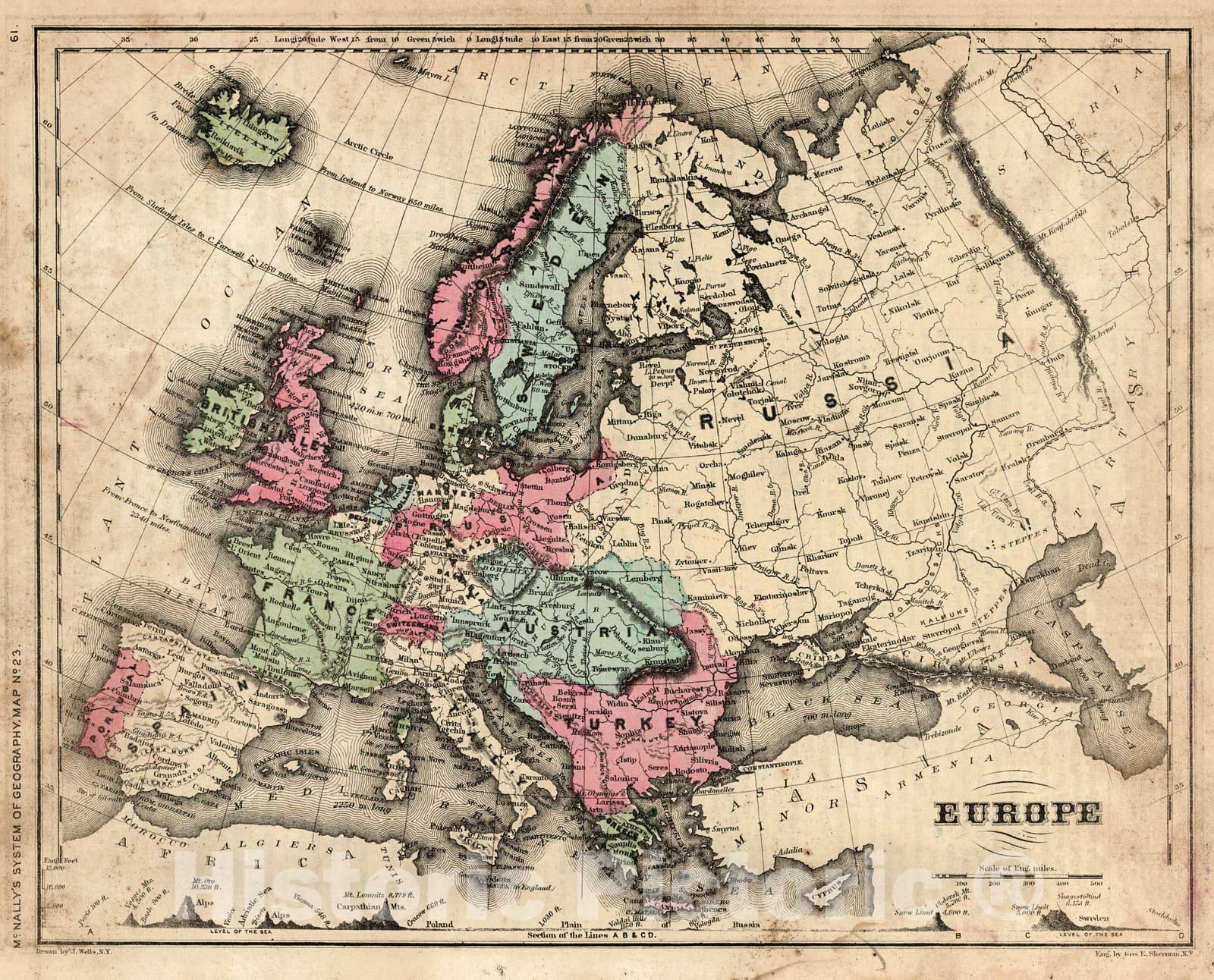 Historic Map : 1865 Europe : Vintage Wall Art – Historic Pictoric