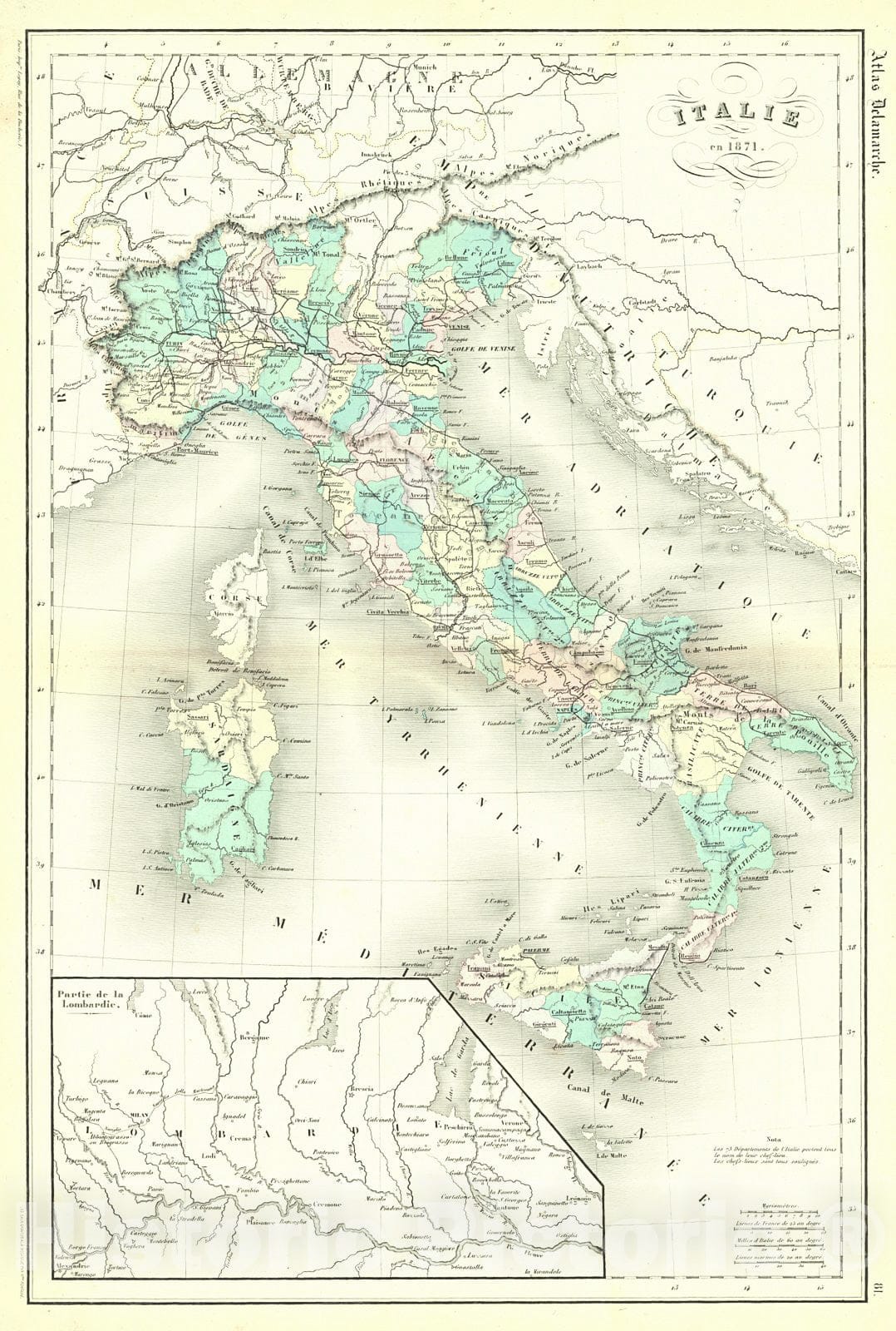 Historic Map : 1872 Italie : Vintage Wall Art – Historic Pictoric
