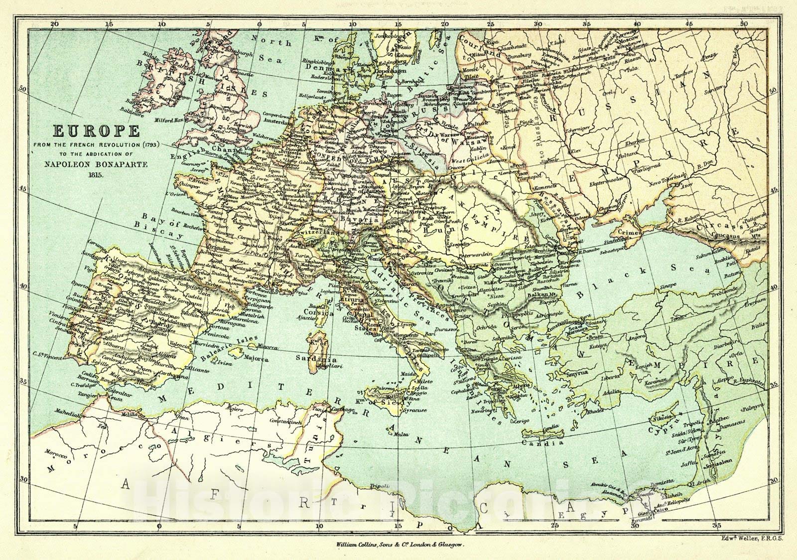 Historic Map : 1872 Europe from the French Revolution to the abdicatio ...