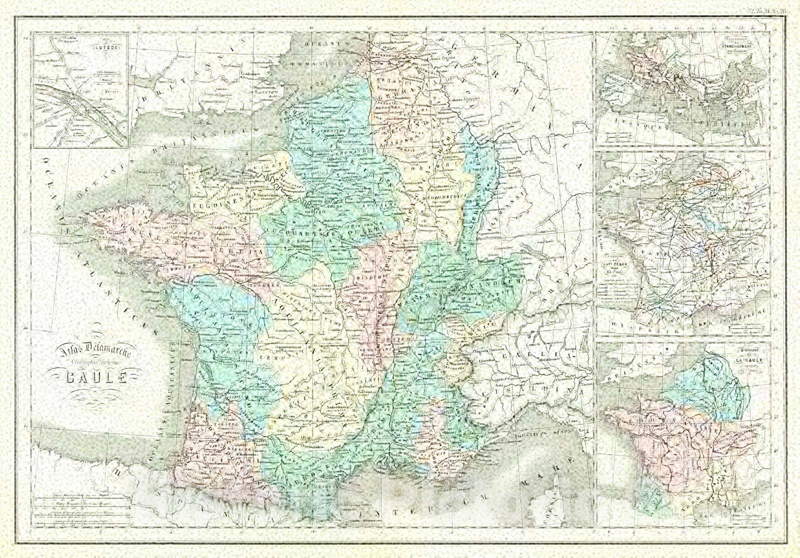 Historic Map : 1872 Geographic Ancienne Gaule : Vintage Wall Art ...