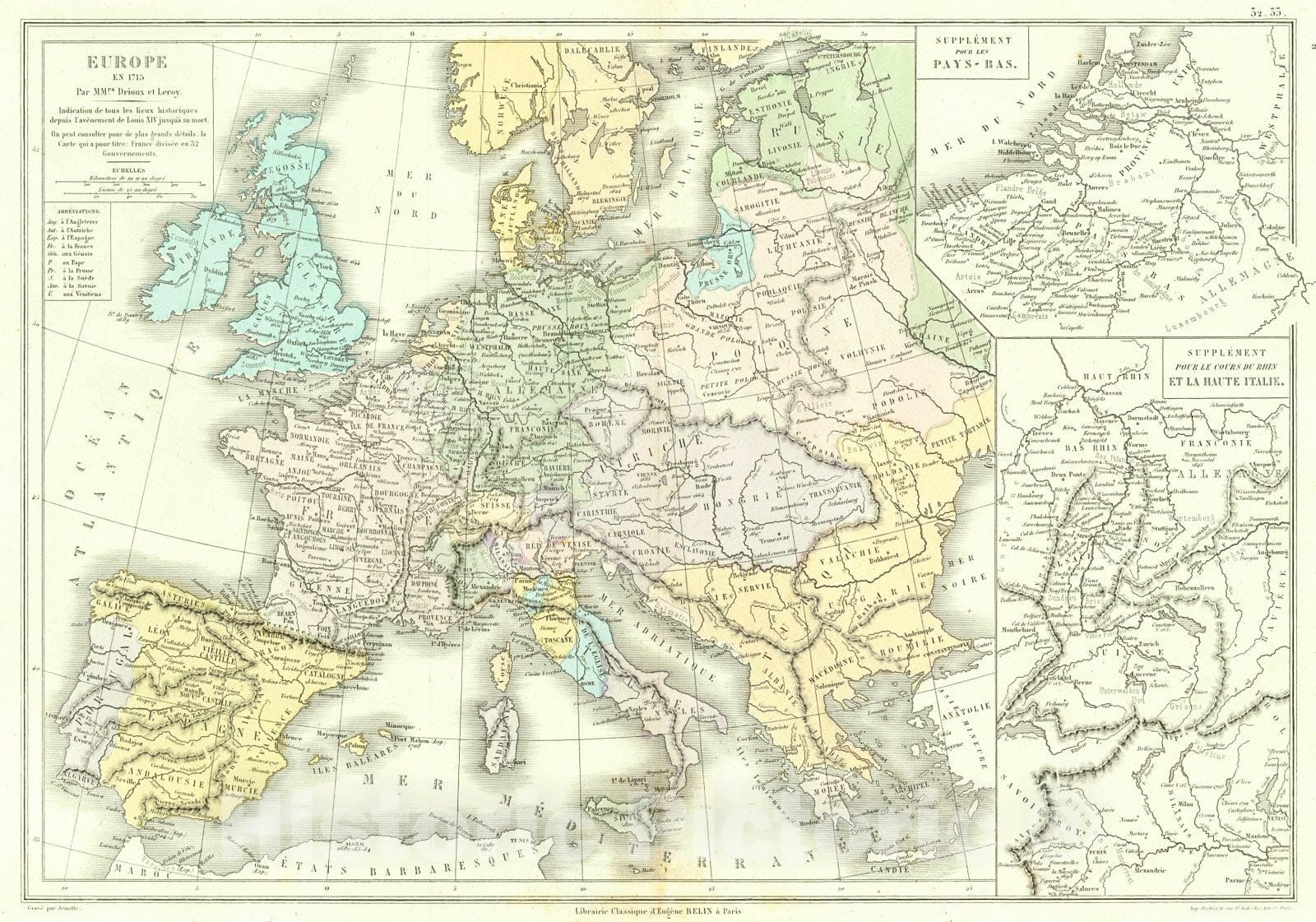 Historic Map : 1873 Europe en 1715 : Vintage Wall Art – Historic Pictoric