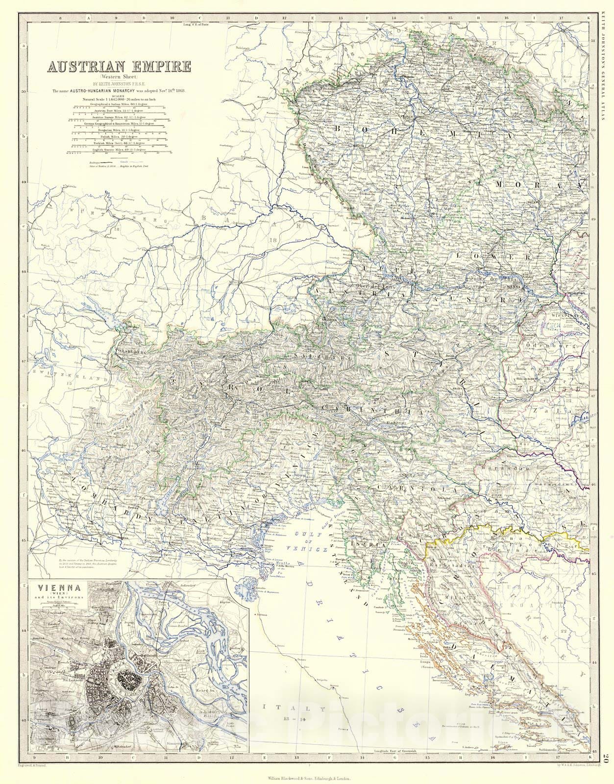 Historic Map : 1876 Austrian Empire (Western Sheet) : Vintage Wall Art ...