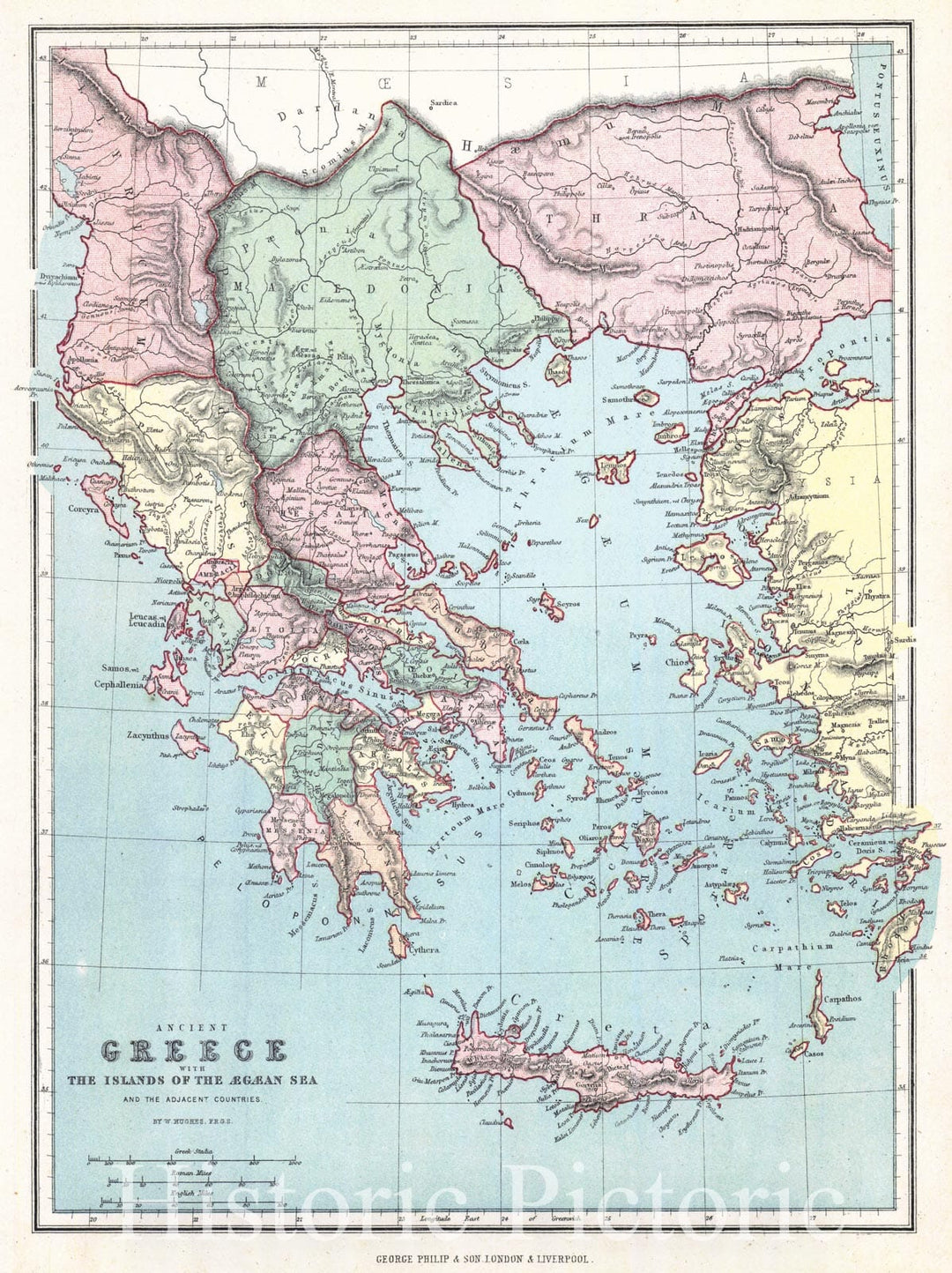 Historic Map : 1880 Ancient Greece with the Islands of the Aegaen Sea ...