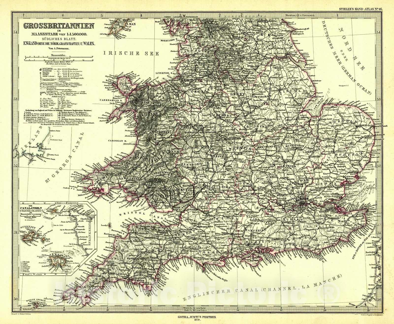 Historic Map : 1881 Grossbritannien : Vintage Wall Art – Historic Pictoric
