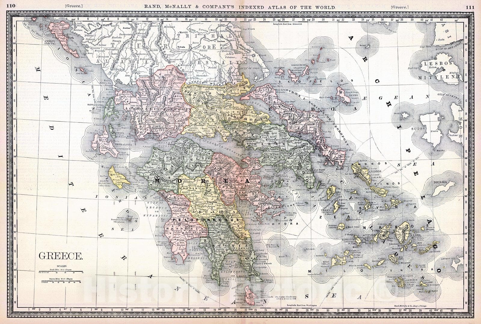 Historic Map : 1884 Greece : Vintage Wall Art – Historic Pictoric