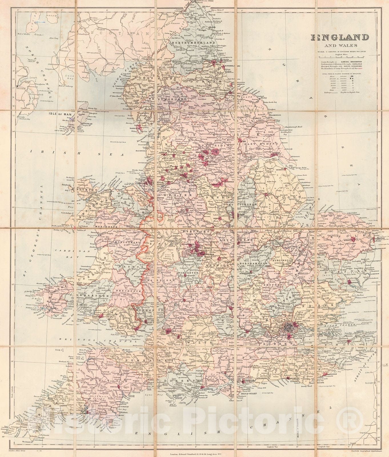 Historic Map : 1885 Map of England and Wales : Vintage Wall Art ...