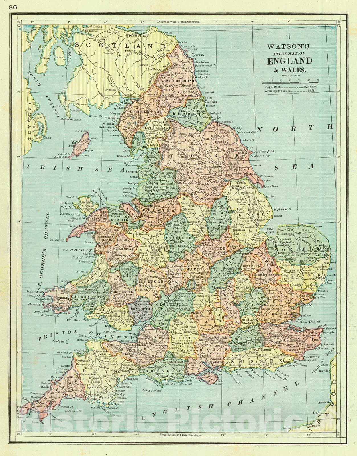 Historic Map : 1885 England and Wales : Vintage Wall Art – Historic ...