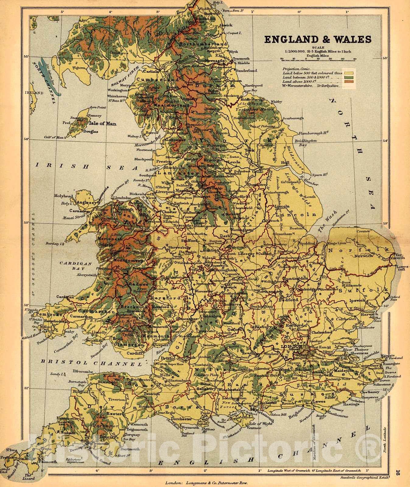 Historic Map : 1889 England and Wales : Vintage Wall Art – Historic ...