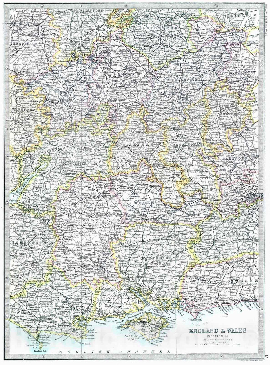 Historic Map : 1890 England and Wales (Section 4) : Vintage Wall Art ...