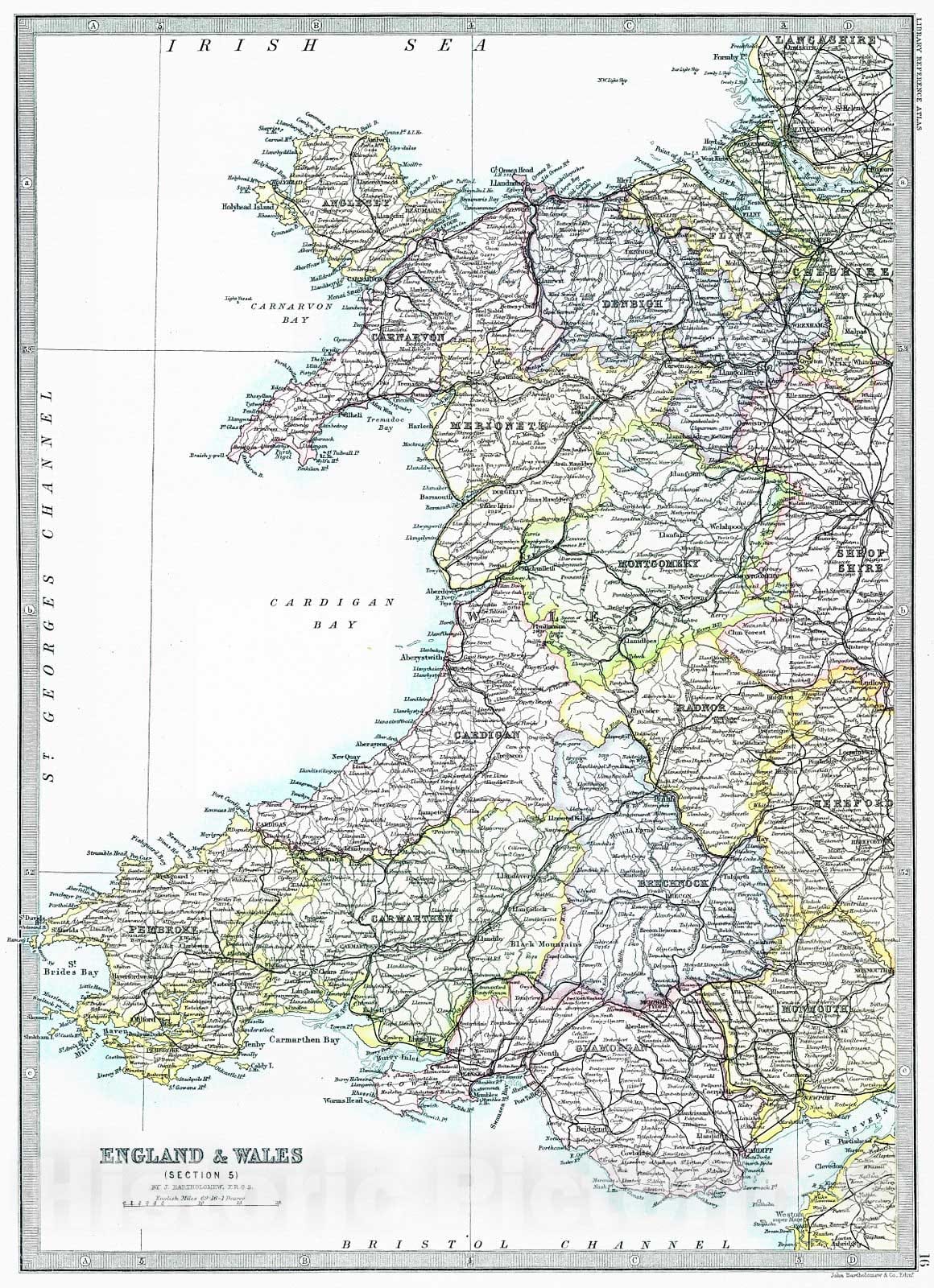 Historic Map : 1890 England and Wales (Section 5) : Vintage Wall Art ...