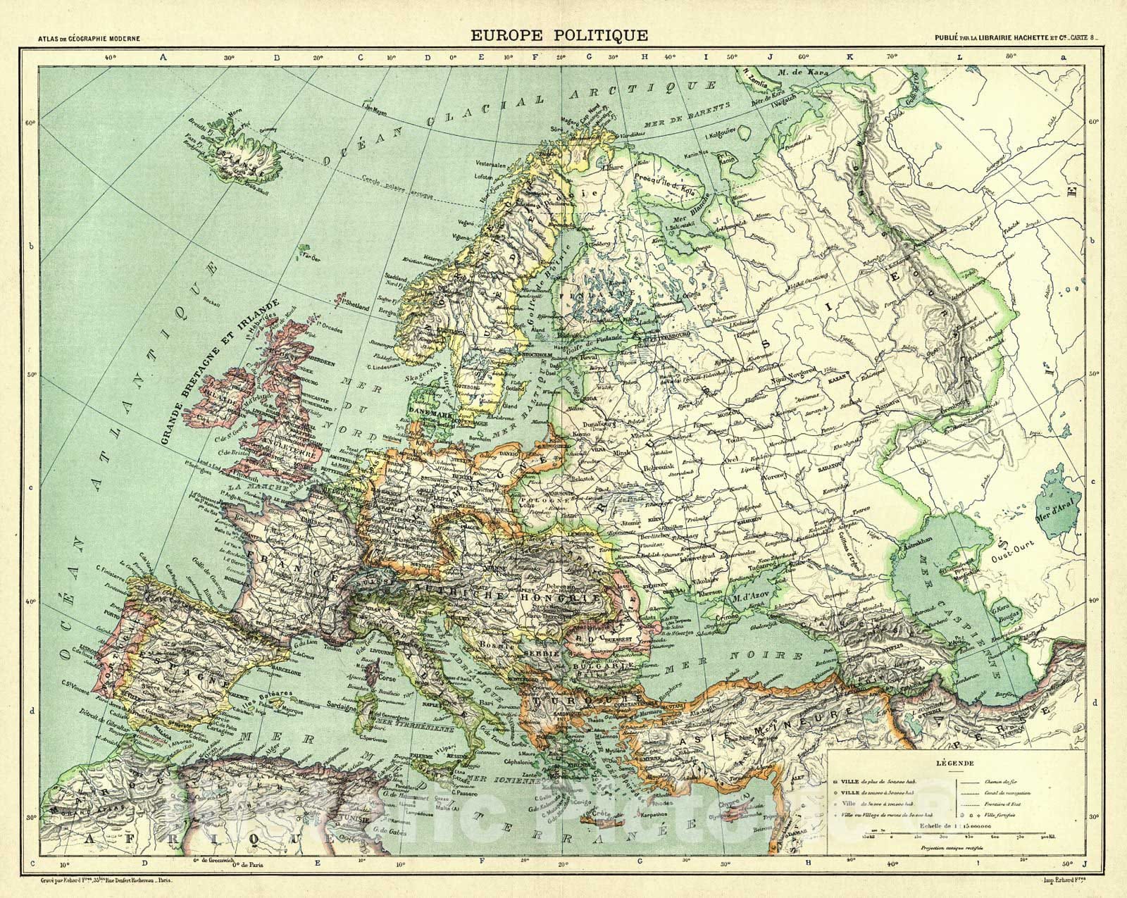 Historic Map : 1890 Europe Politique : Vintage Wall Art - Historic Pictoric