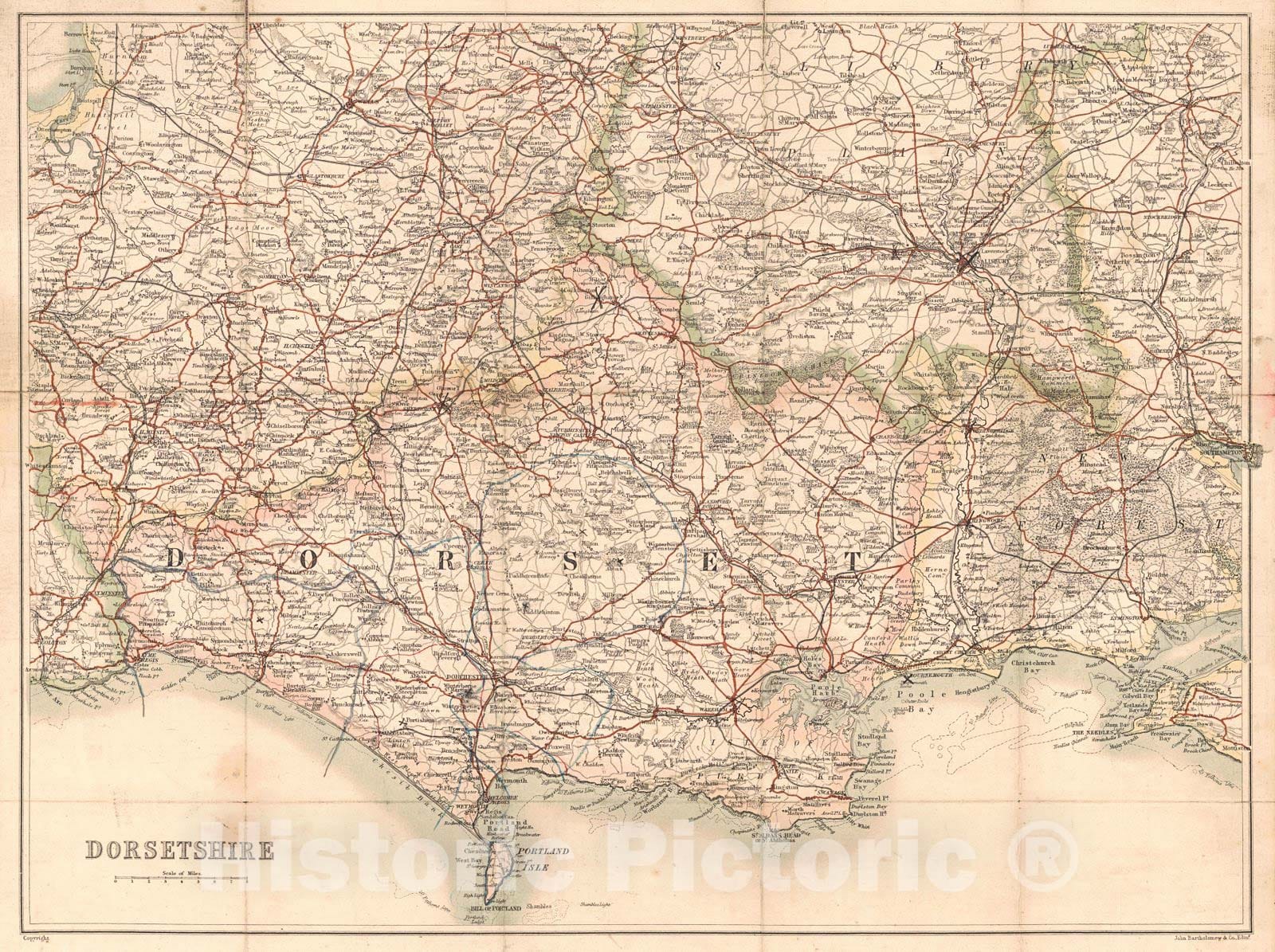 Historic Map : 1890 Map of Dorsetshire County : Vintage Wall Art ...