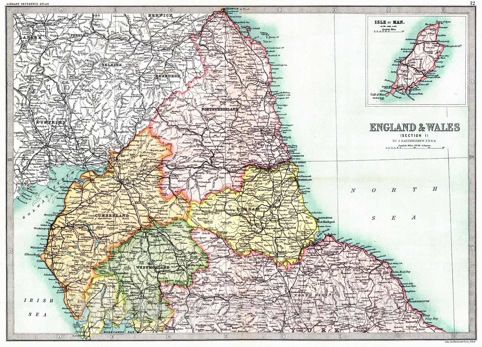 Historic Map : 1890 England and Wales (Section 1) : Vintage Wall Art ...