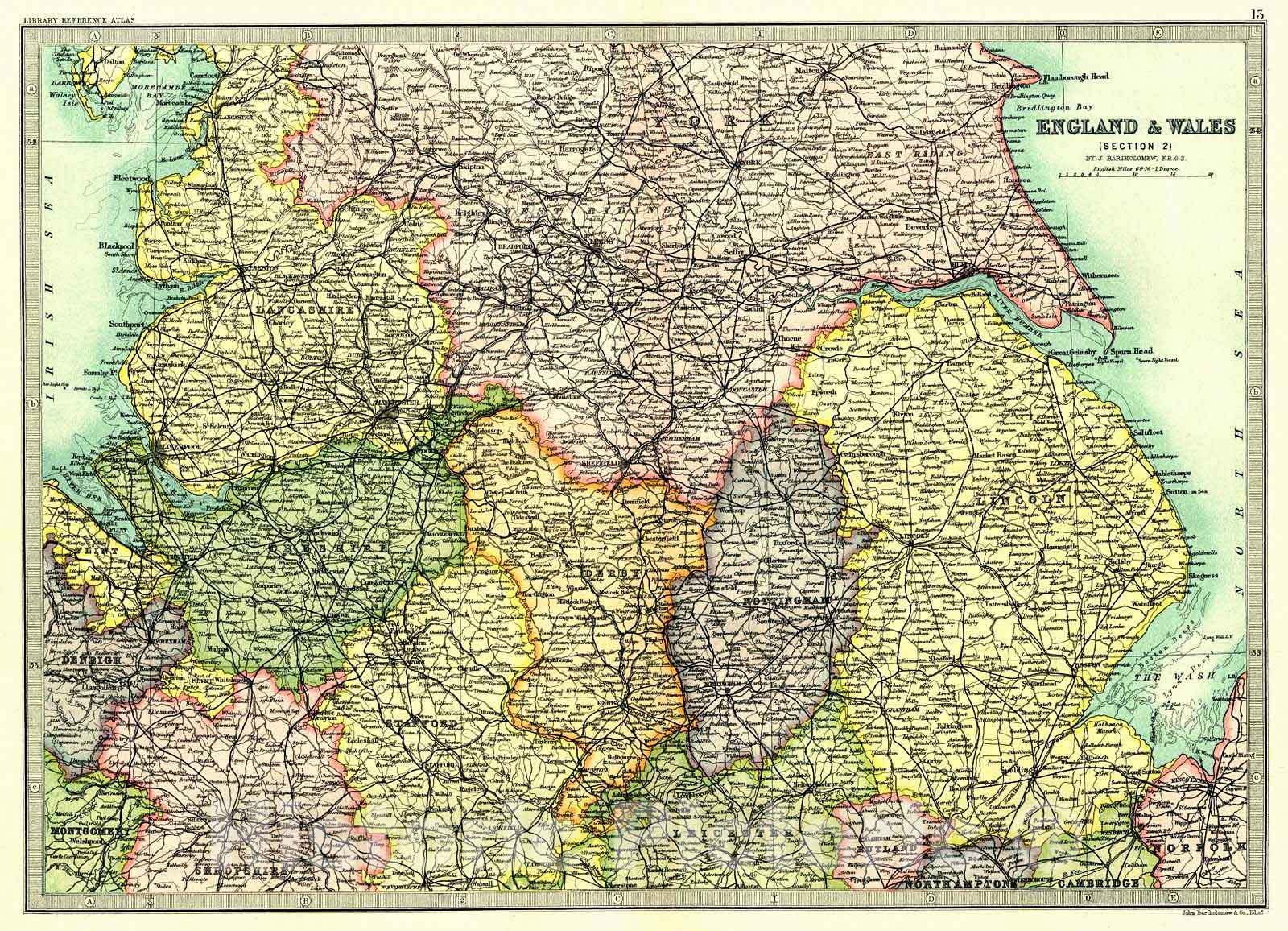Historic Map : 1890 England and Wales (Section 2) : Vintage Wall Art ...