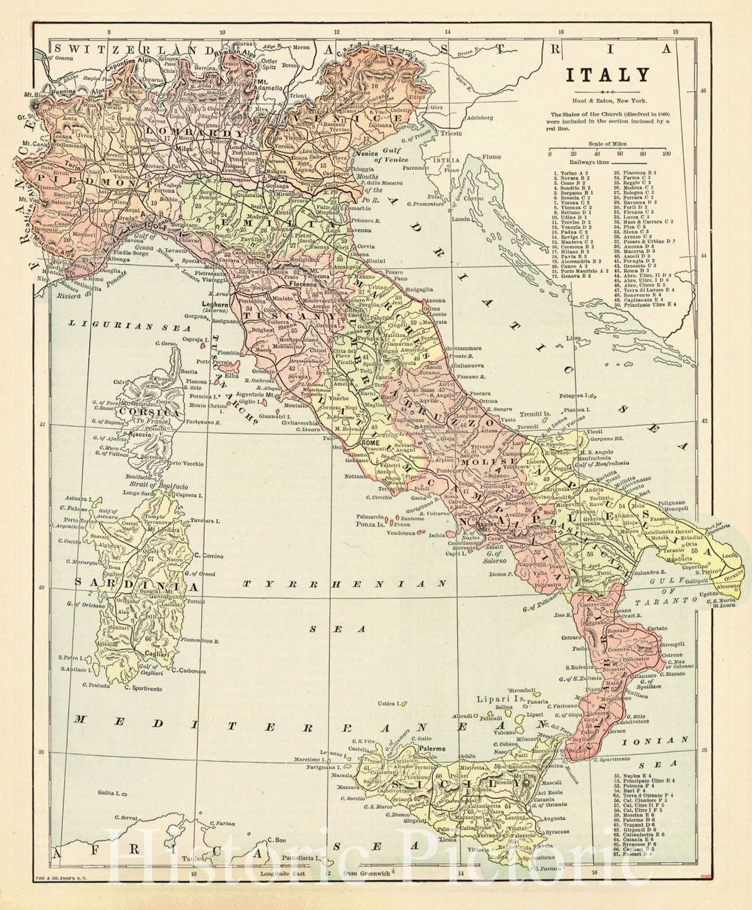 Historic Map : 1892 Italy : Vintage Wall Art – Historic Pictoric