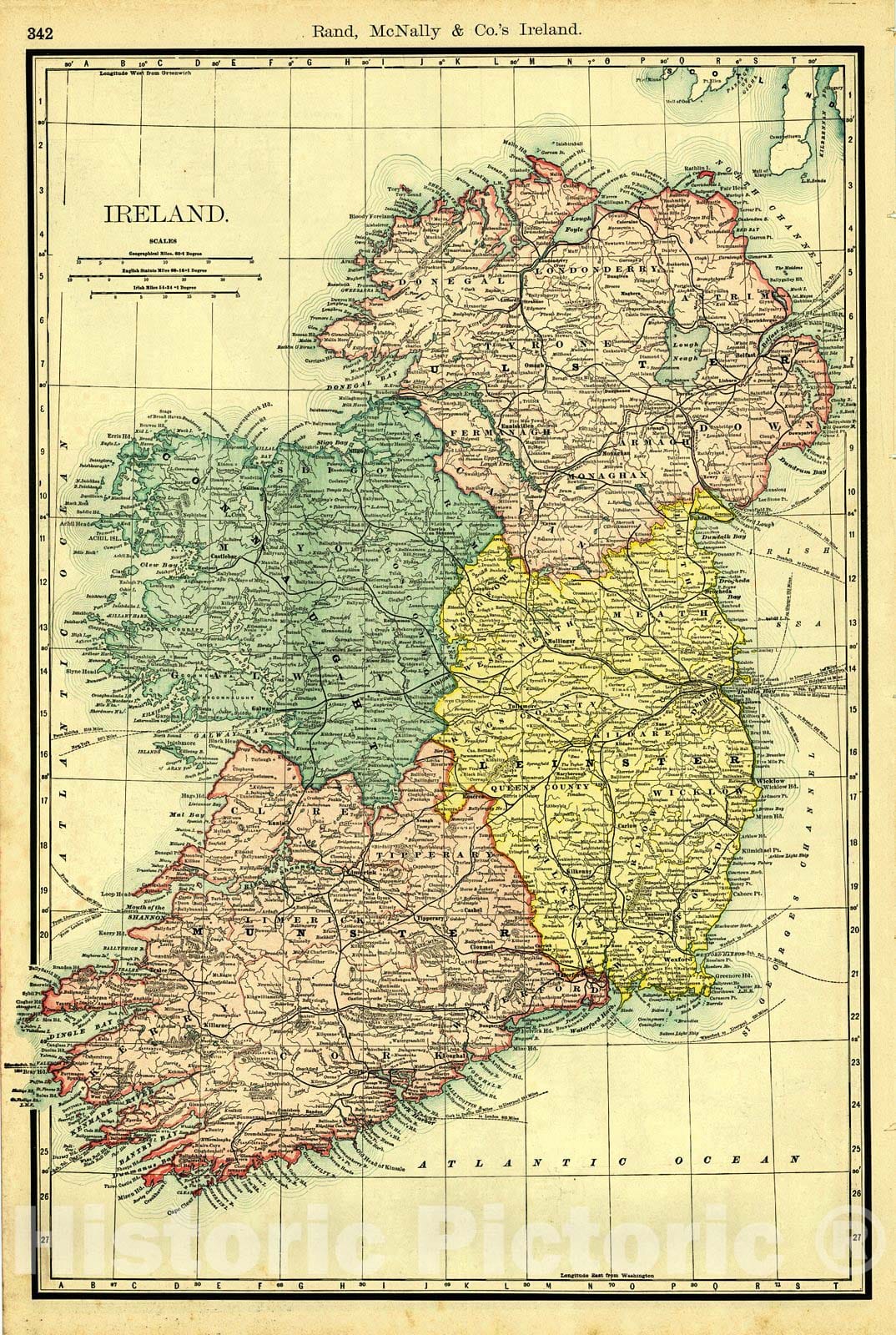Historic Map : 1893 Ireland : Vintage Wall Art – Historic Pictoric