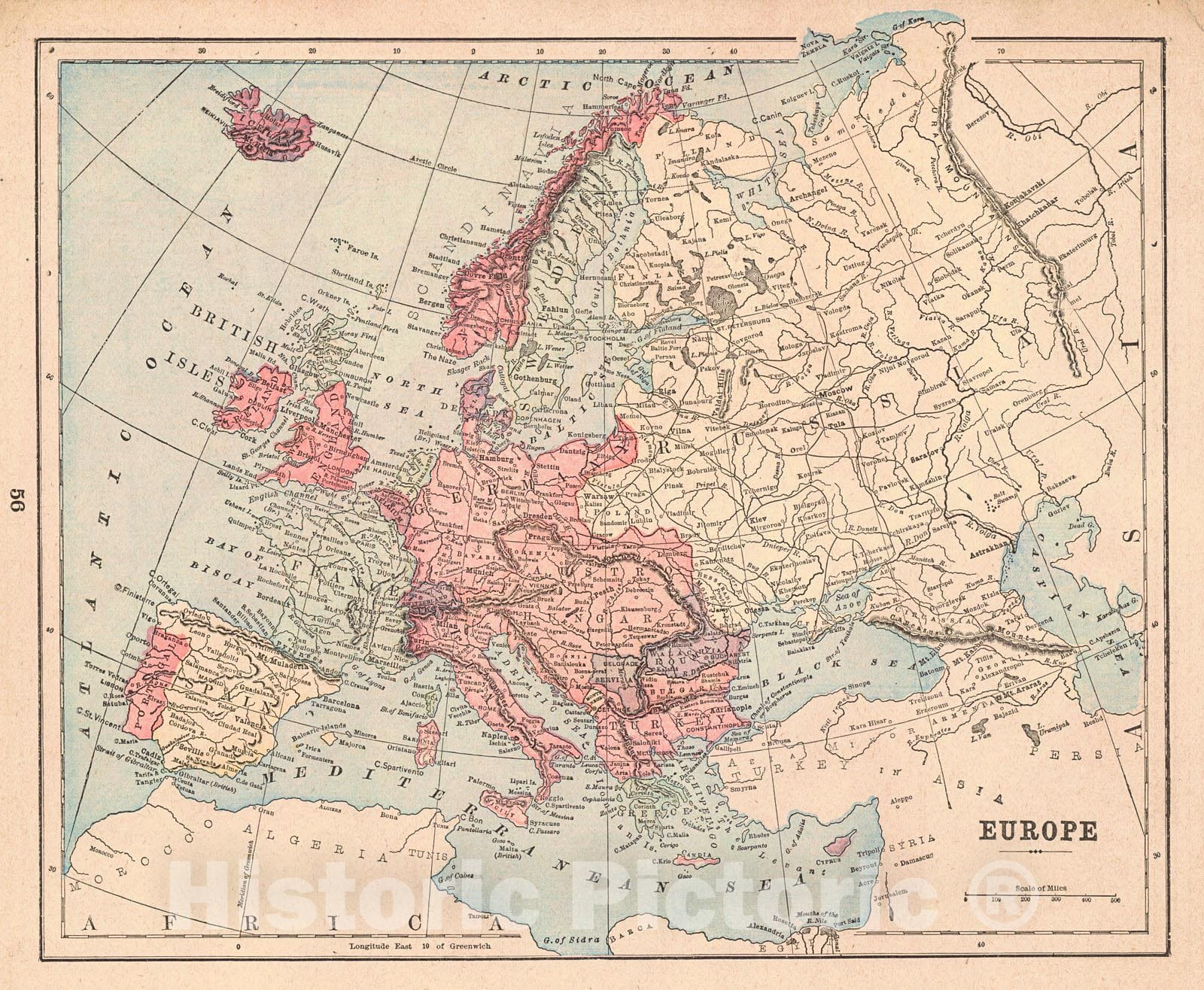 Historic Map : 1893 Europe : Vintage Wall Art – Historic Pictoric