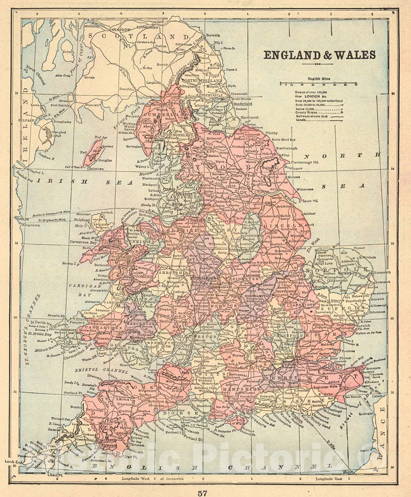 Historic Map : 1893 England & Wales : Vintage Wall Art – Historic Pictoric
