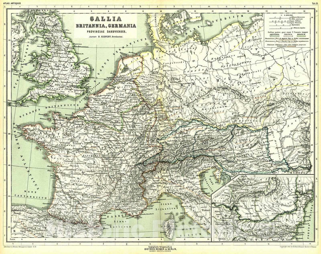 Historic Map : 1894 Gallia, Britannia, Germania : Vintage Wall Art ...