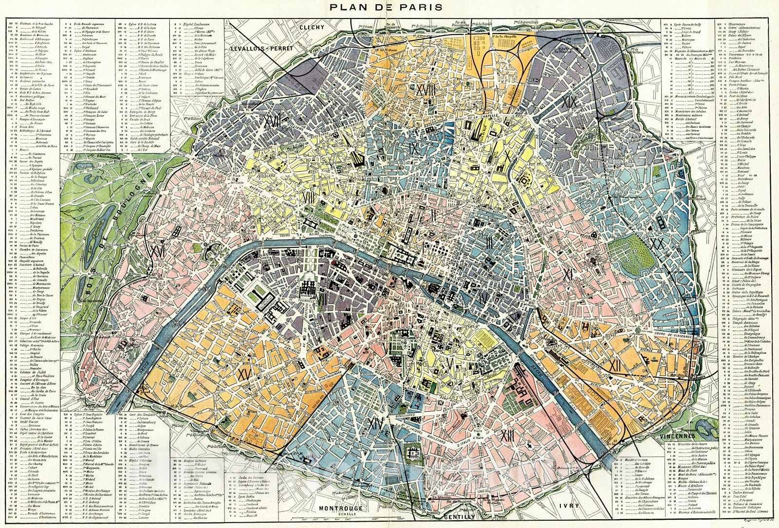 Historic Map : 1895 Plan de Paris : Vintage Wall Art – Historic Pictoric
