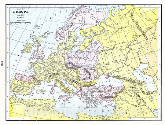 Historic Map : 1898 Map of Europe, A.D. 800 : Vintage Wall Art ...