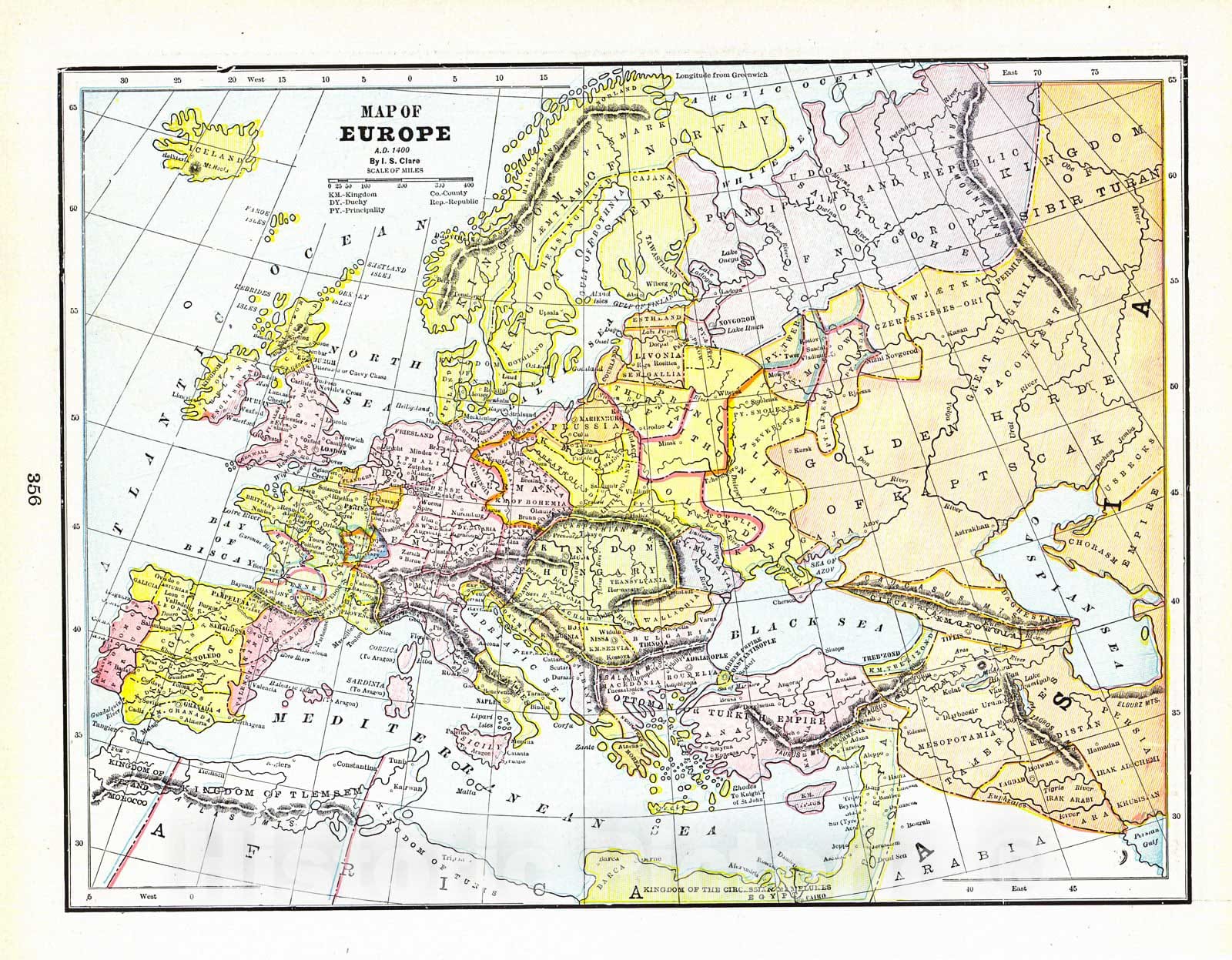 Historic Map : 1898 Map of Europe, A.D. 1400 : Vintage Wall Art ...