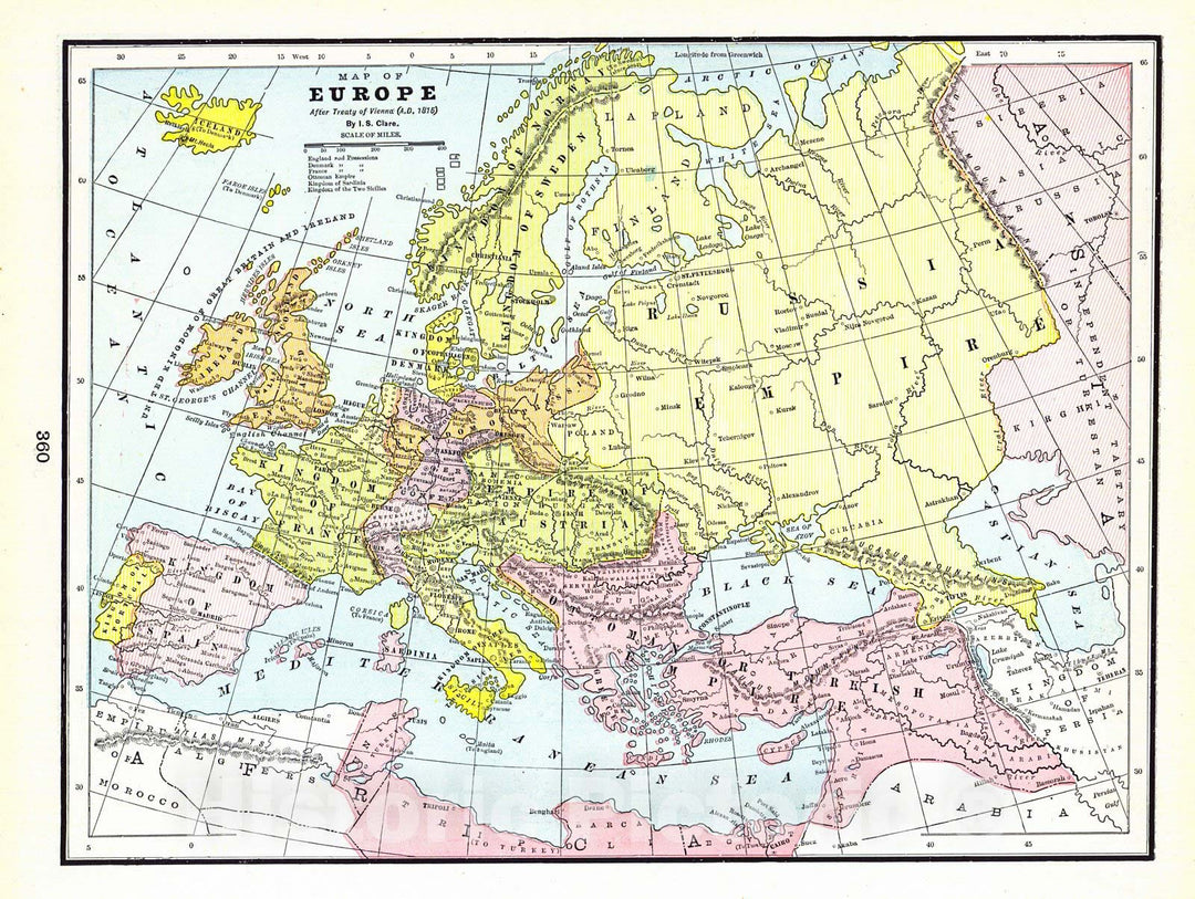 Historic Map : 1898 Map of Europe After Treaty of Vienna (A.D. 1815 ...
