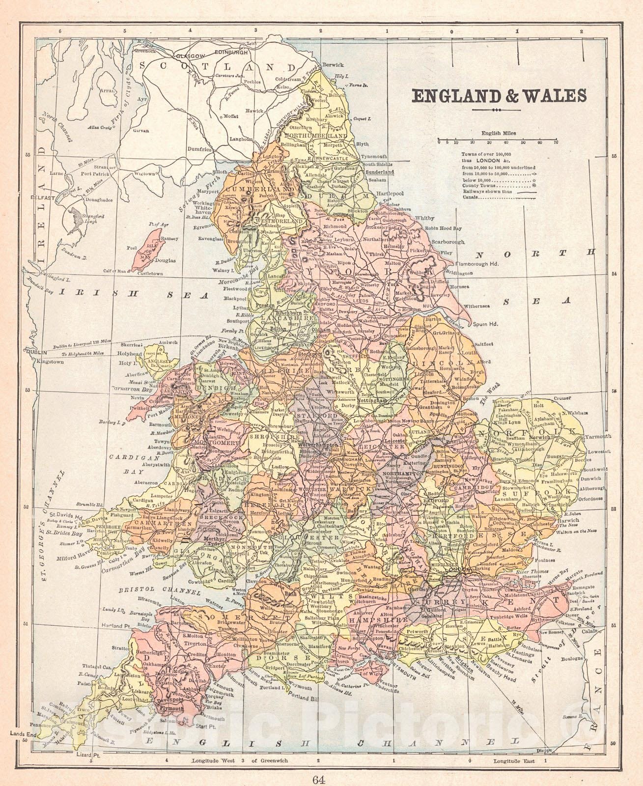 Historic Map : 1898 England and Wales : Vintage Wall Art – Historic ...