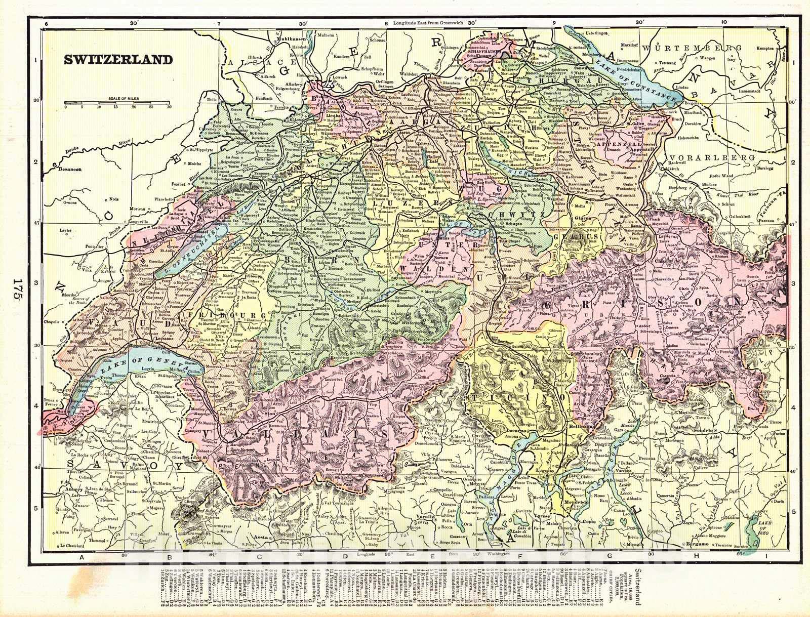 Historic Map : 1898 Switzerland : Vintage Wall Art – Historic Pictoric