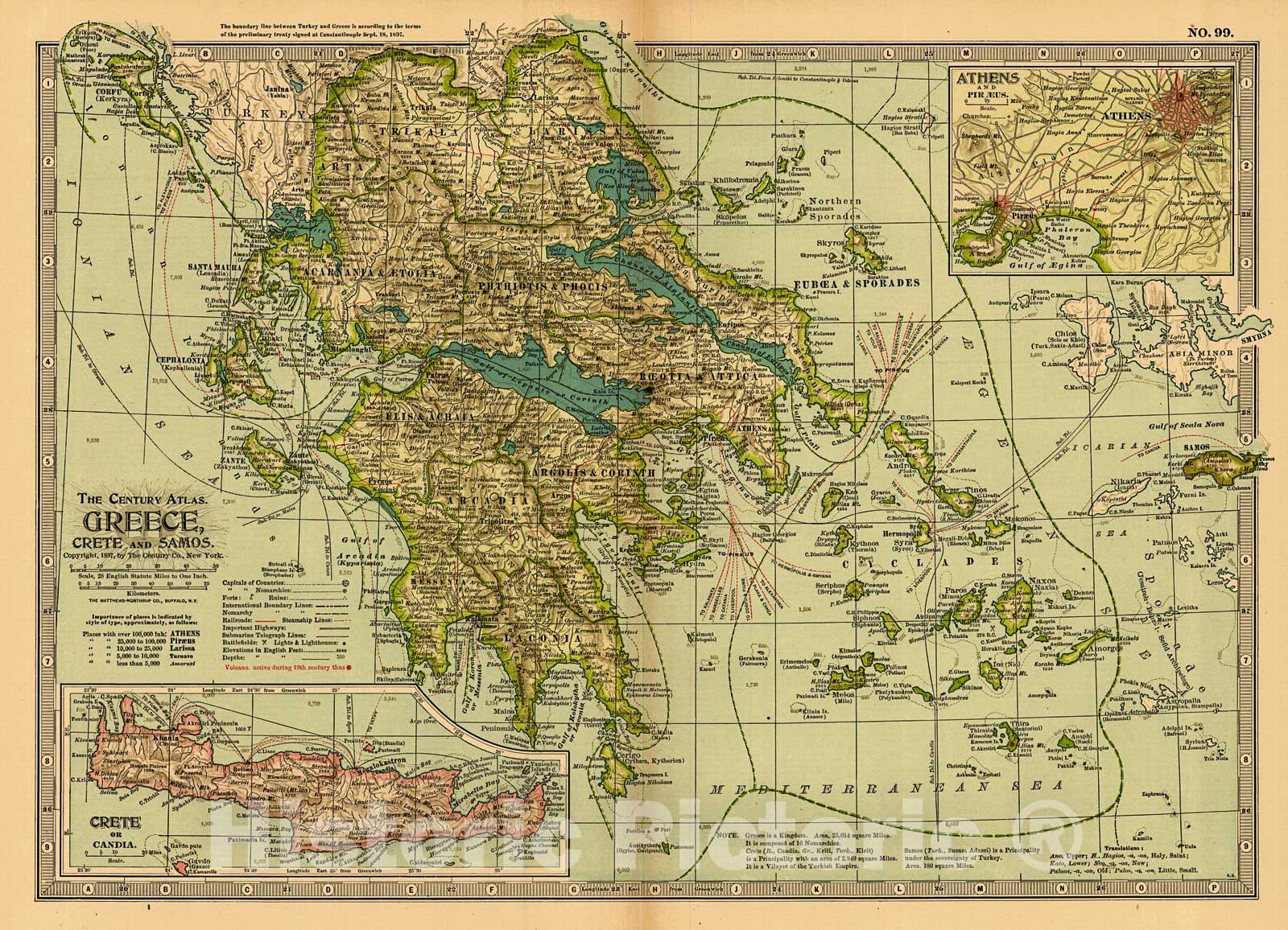 Historic Map : 1899 Greece and Samos : Vintage Wall Art – Historic Pictoric