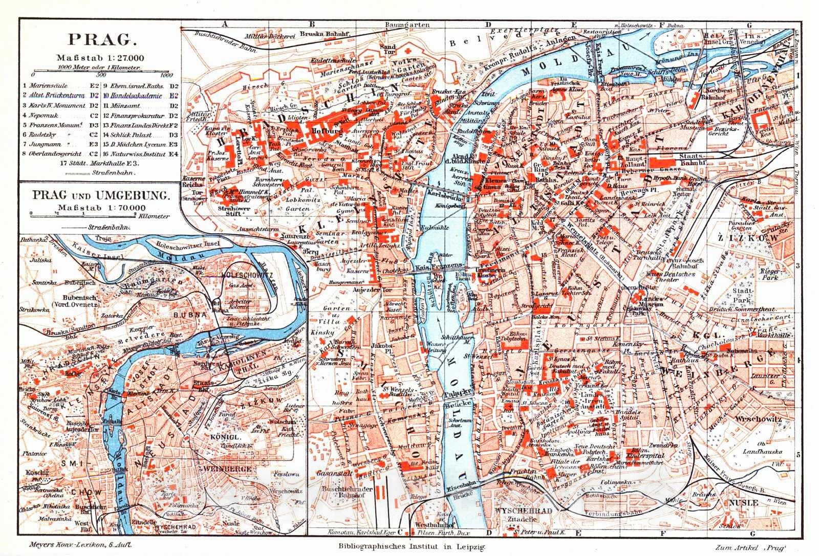Historic Map : 1906 Prag : Vintage Wall Art – Historic Pictoric