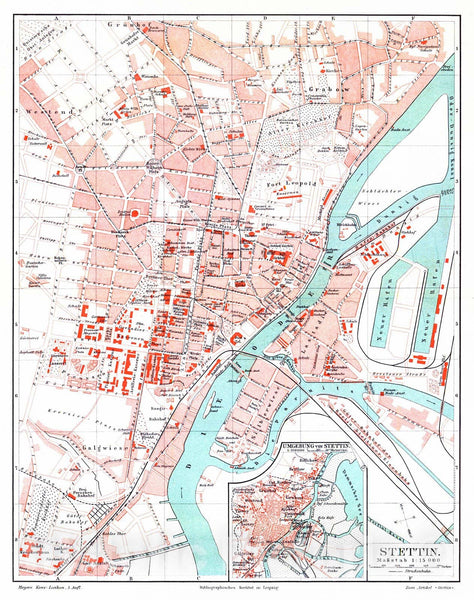 Historic Map : 1906 Stettin : Vintage Wall Art - Historic Pictoric