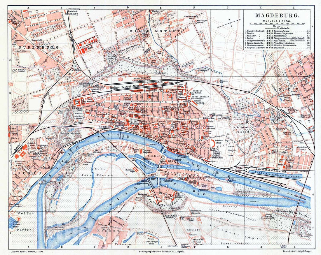 Historic Map : 1906 Magdeburg : Vintage Wall Art – Historic Pictoric